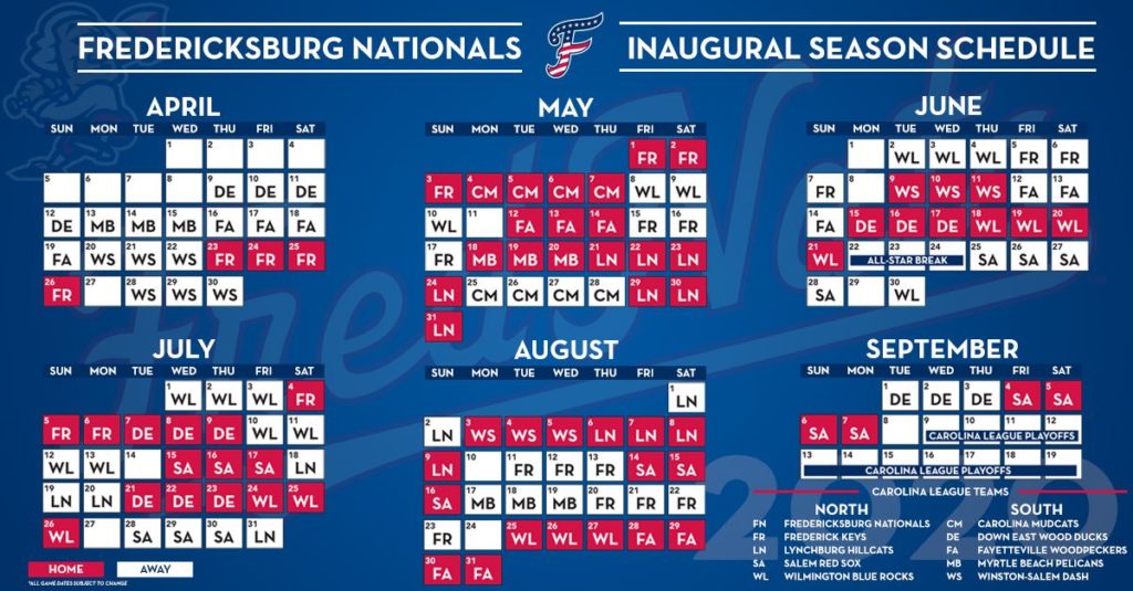 2020 Fred Nats schedule released - Fredericksburg Free Press