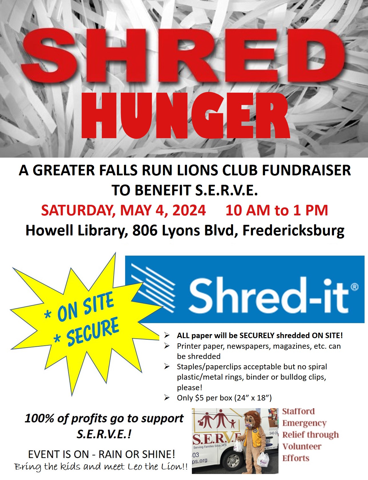 Shred Hunger May 4 2024 Flyer - Fredericksburg Free Press
